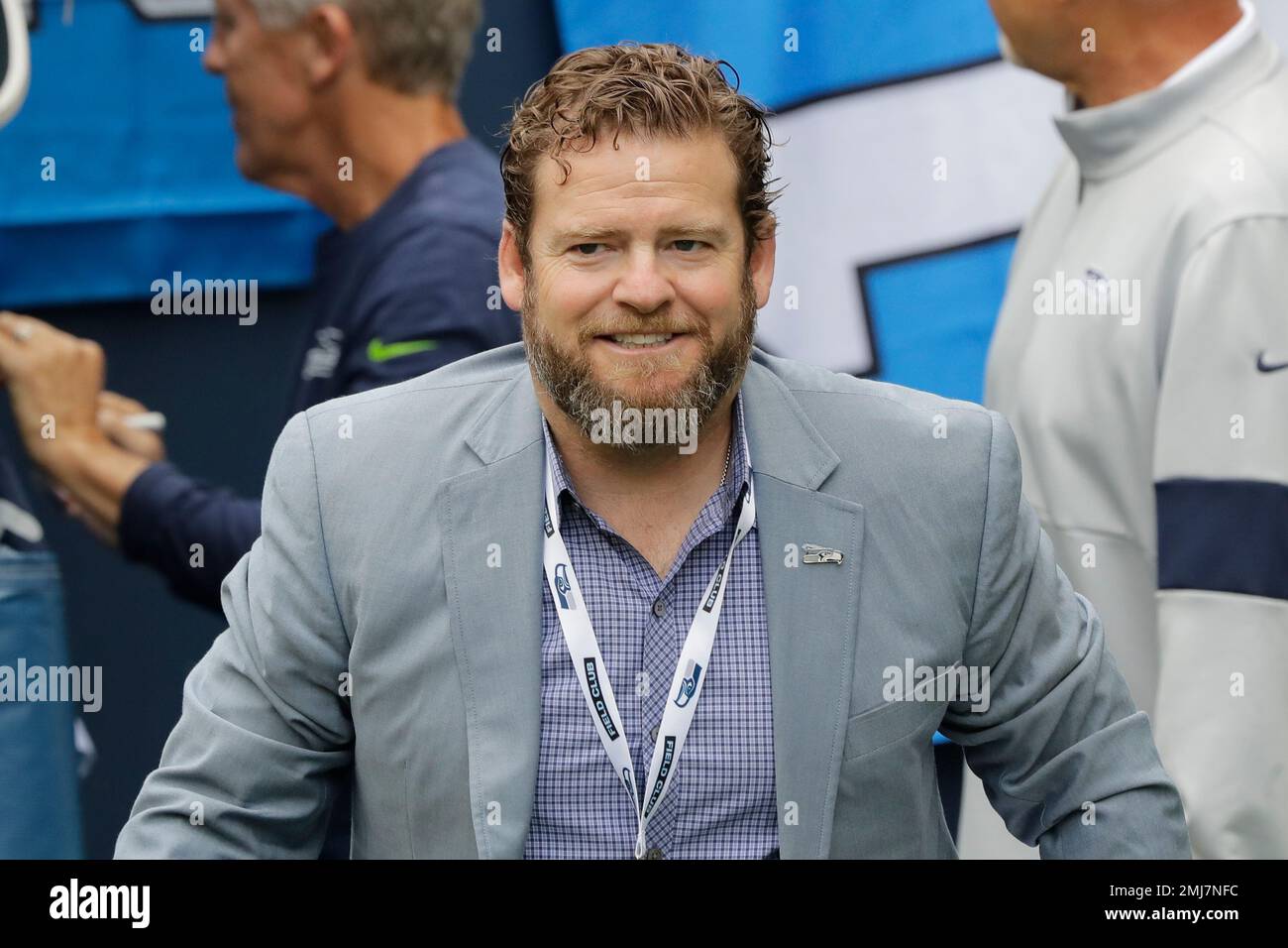 Seattle Seahawks general manager John Schneider stands on the sideline ...