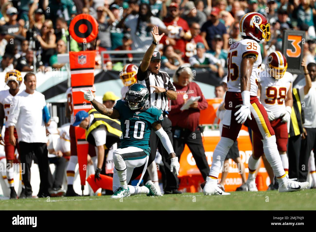 Philadelphia Eagles' DeSean Jackson reacts after making a first down ...