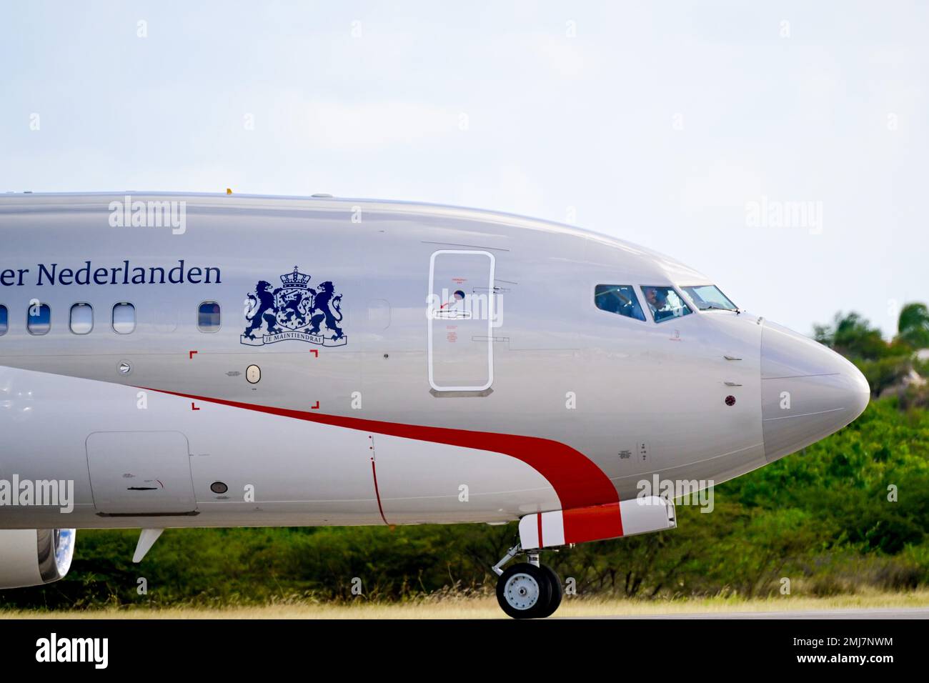 Dutch Royal Plane during arrival on Bonaire International Airport at ...