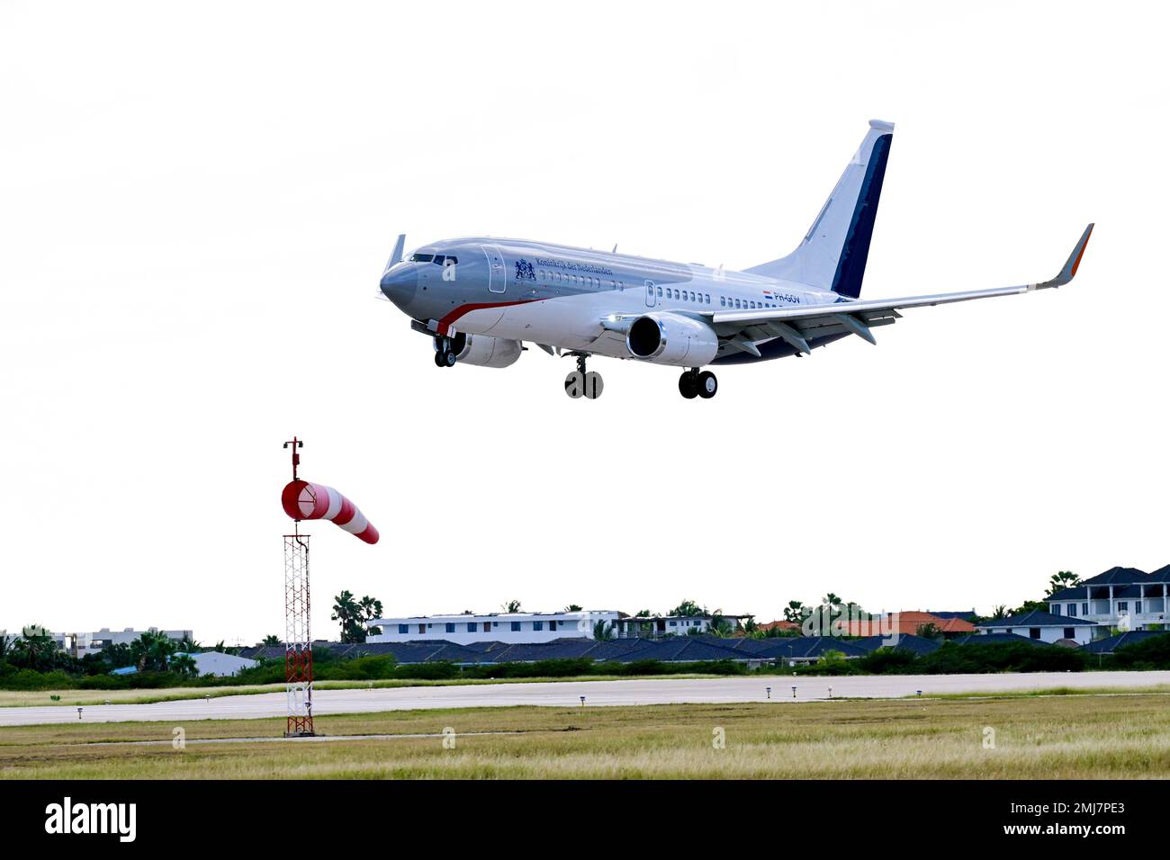 Dutch Royal Plane during arrival on Bonaire International Airport at ...