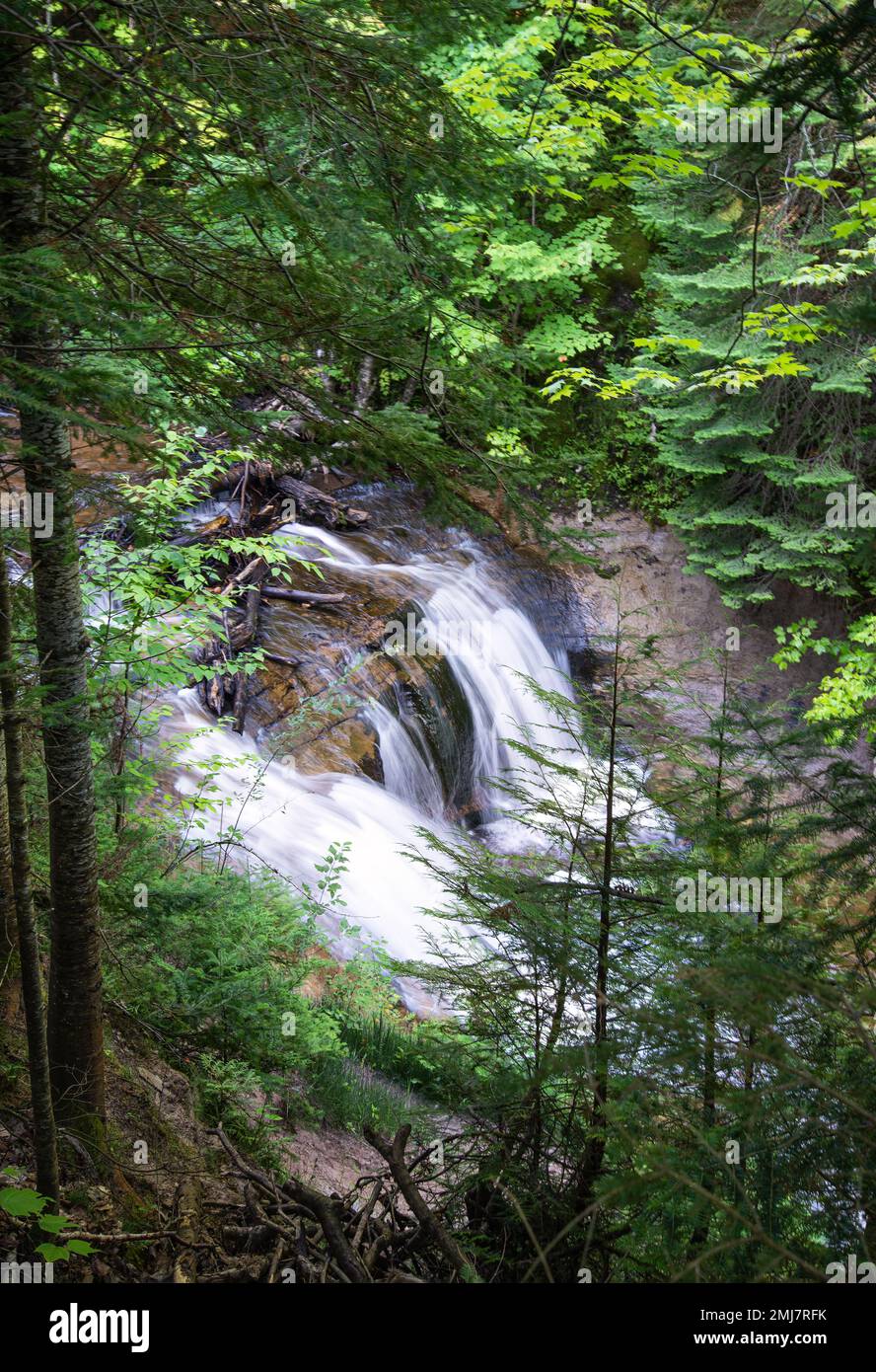 Sable falls Michigan UP large water flow to lake Superior Stock Photo ...