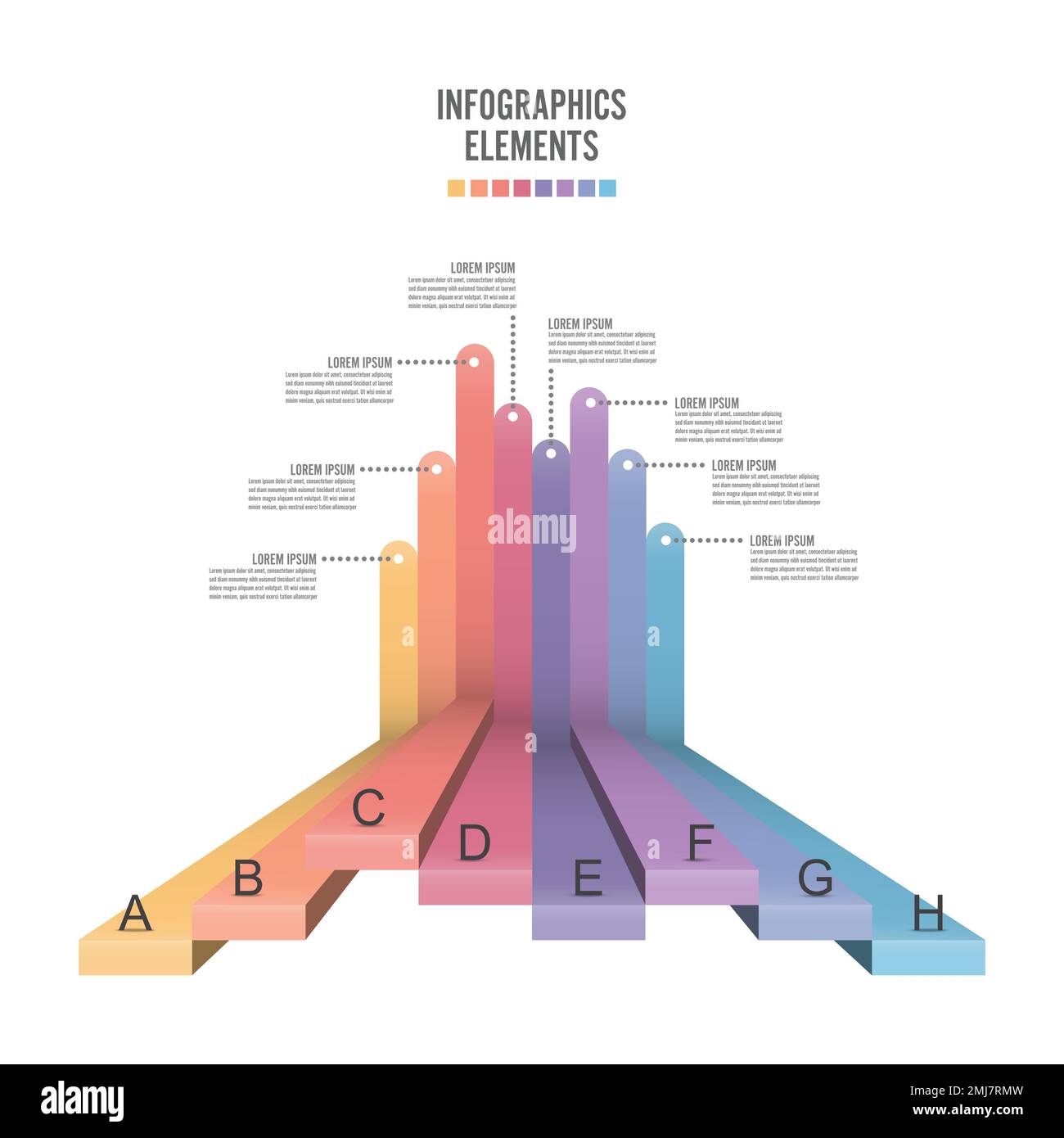 Bar chart infographic template for data visualization with 8 options ...