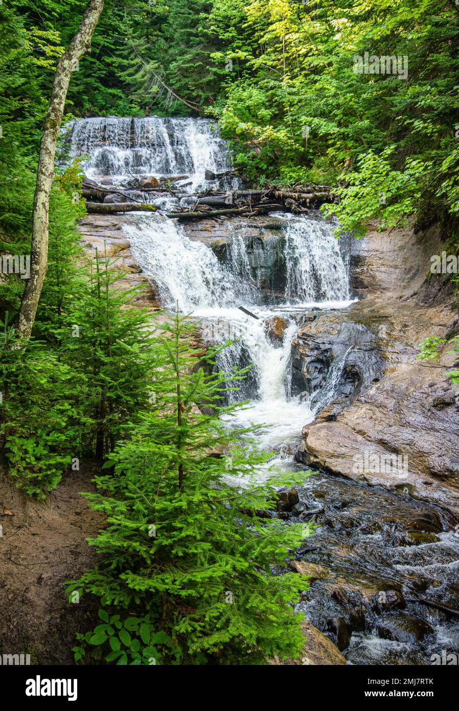 Sable falls Michigan UP large water flow to lake Superior Stock Photo ...