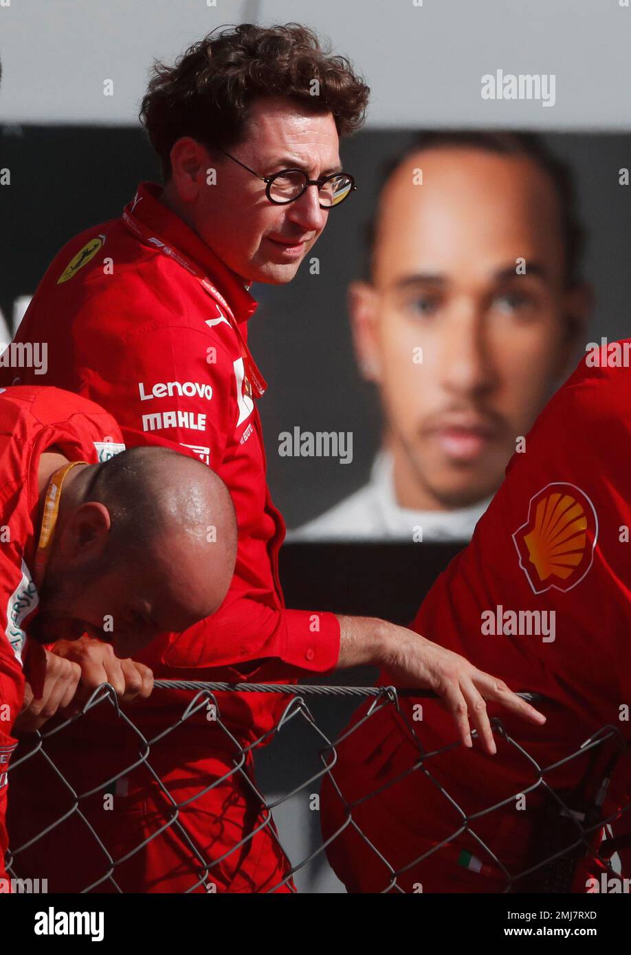 Ferrari team principal Mattia Binotto smiles after Ferrari driver ...