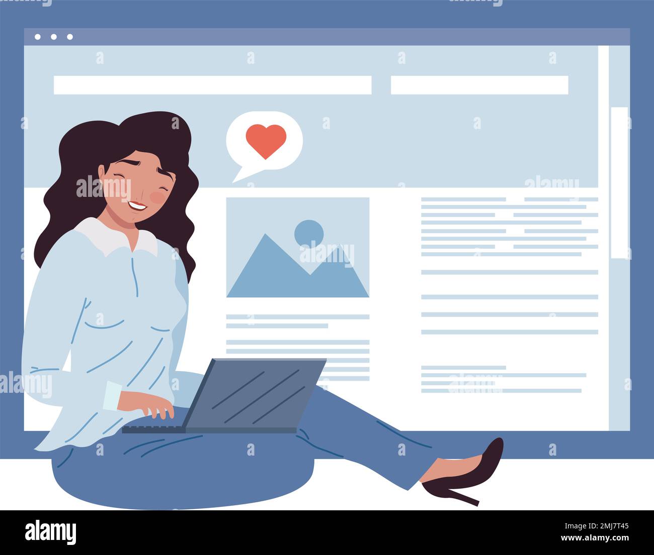 blogger girl with template character Stock Vector Image & Art - Alamy