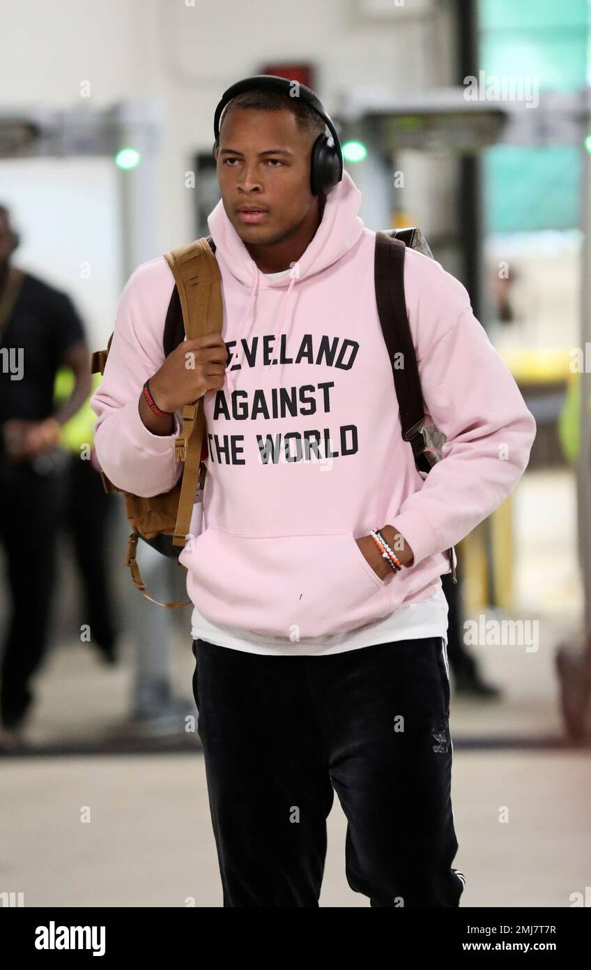 Cleveland Browns tight end Pharaoh Brown arrives before an NFL football ...