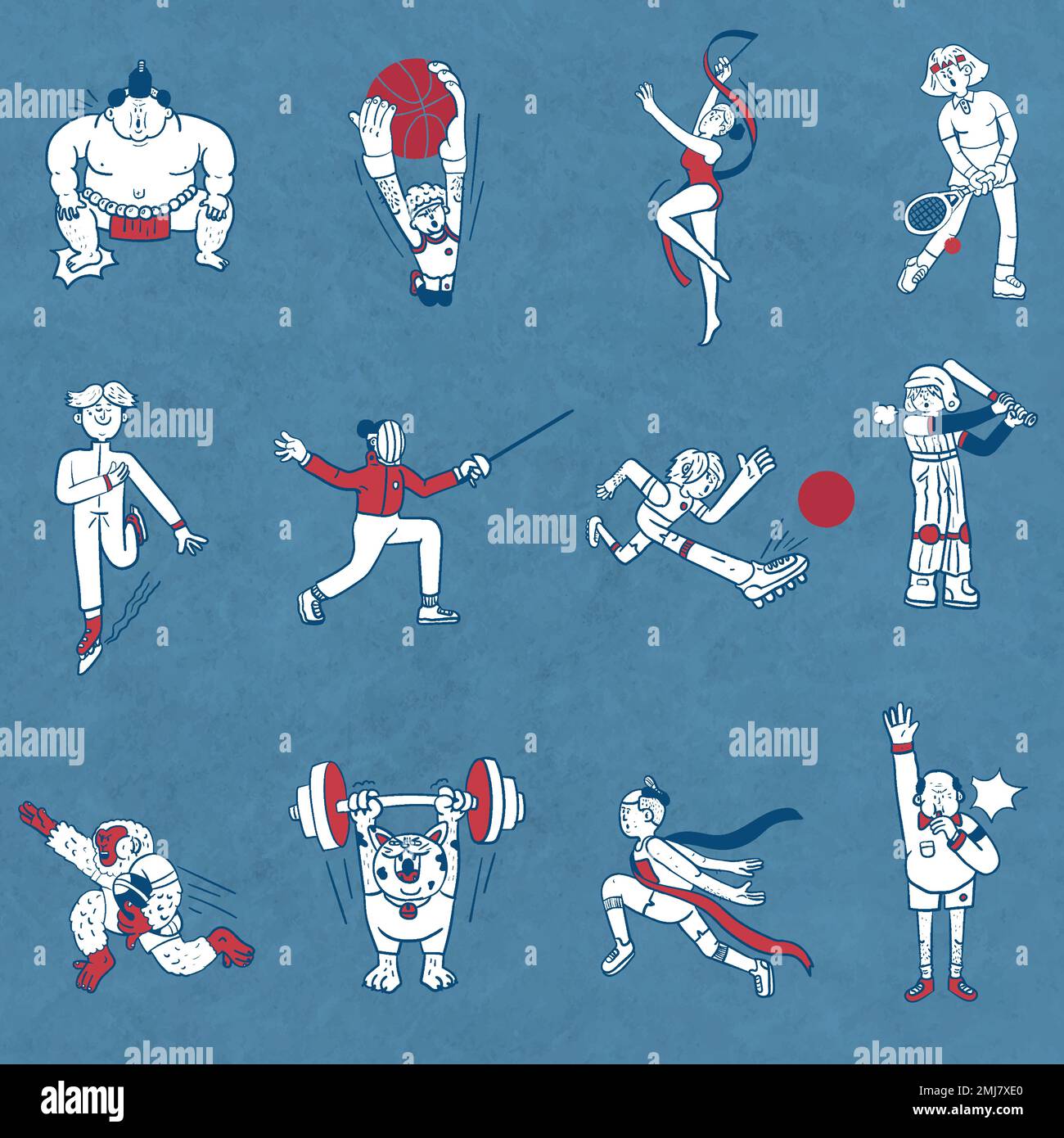 Athletes doodle character collection vector Stock Vector Image & Art ...