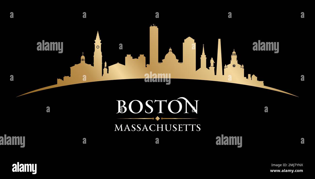Boston Massachusetts city skyline silhouette. Vector illustration Stock ...