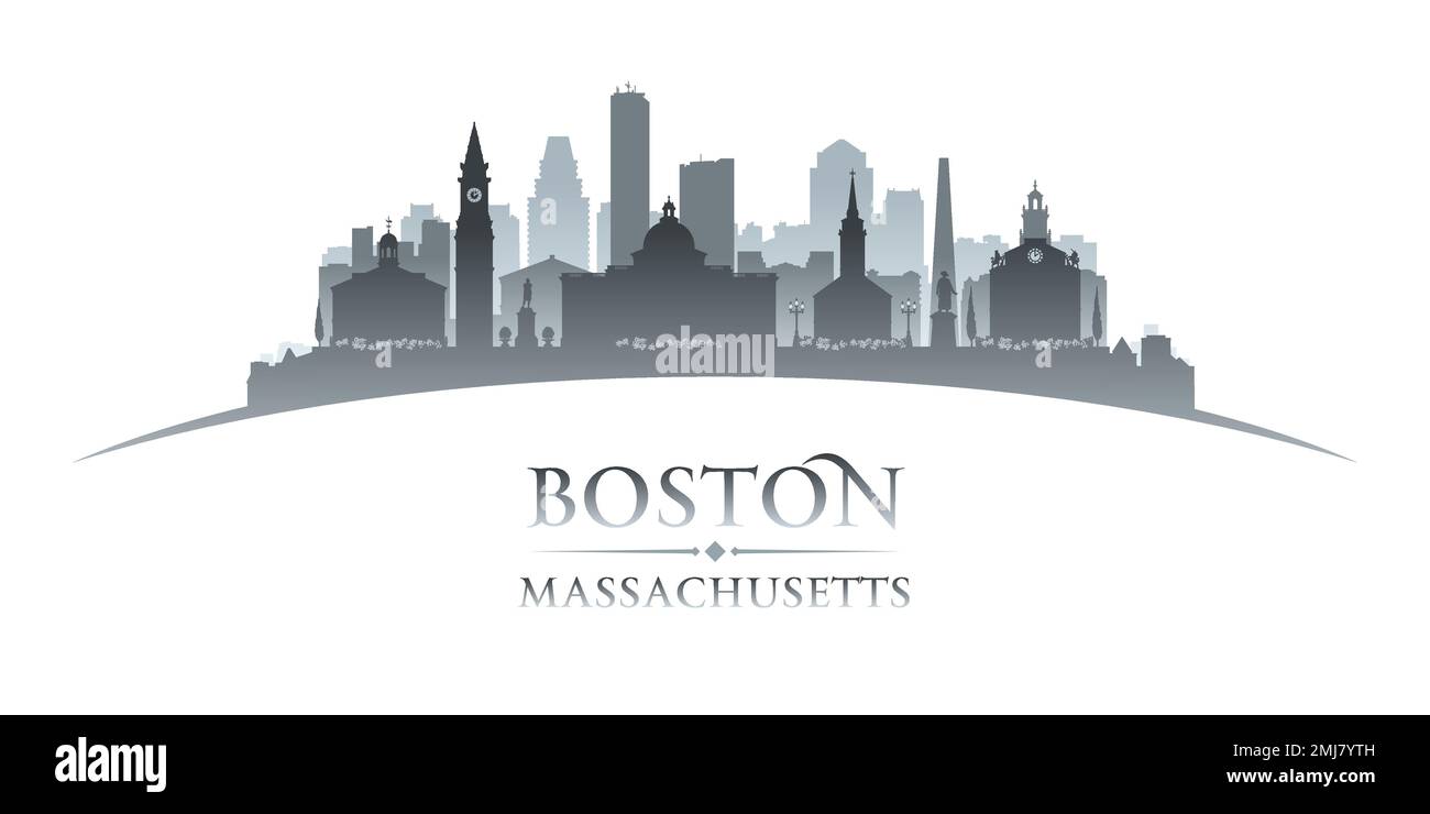 Boston Massachusetts city skyline silhouette. Vector illustration Stock ...