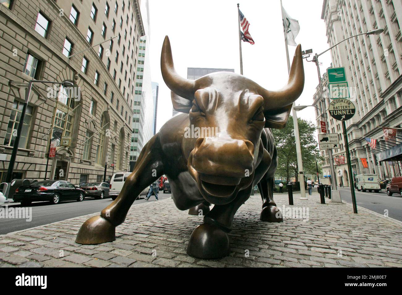 FILE- This Oct. 18, 2008 file photo shows the Charging Bull sculpture ...