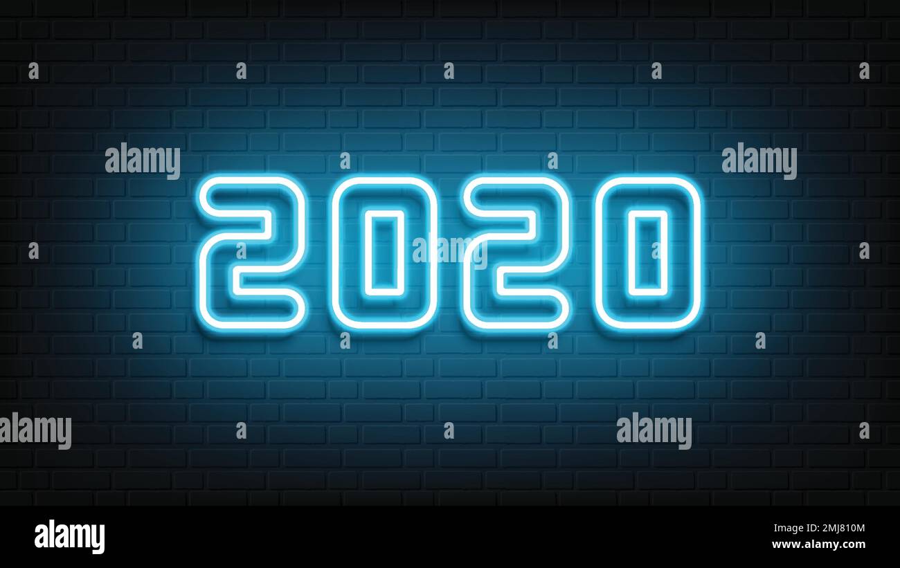Happy New Year neon design. 2020 neon text. Neon 2020 new year sign ...