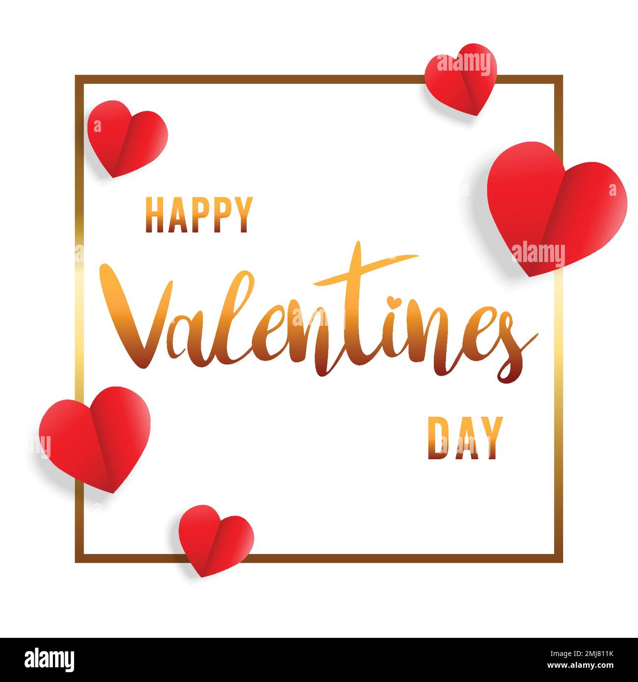 Valentines banner gold with red heart. Valentine's Day card, Greeting ...