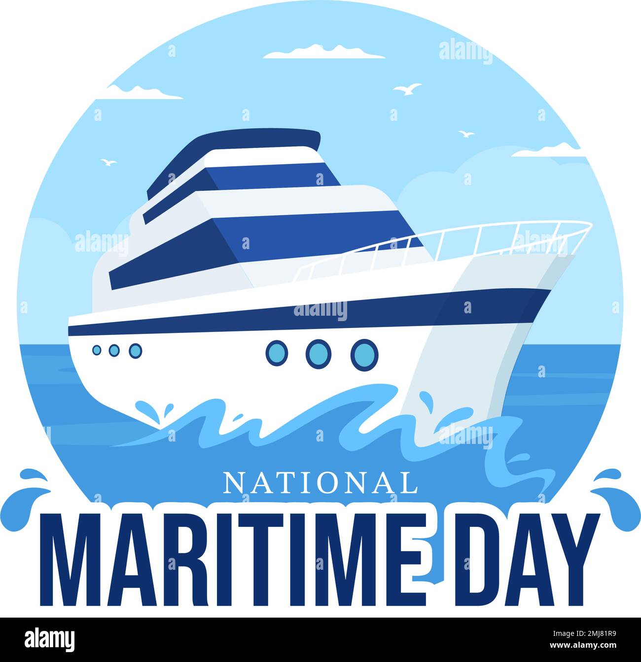 World Maritime Day Illustration with Sea and Ship for Web Banner or ...
