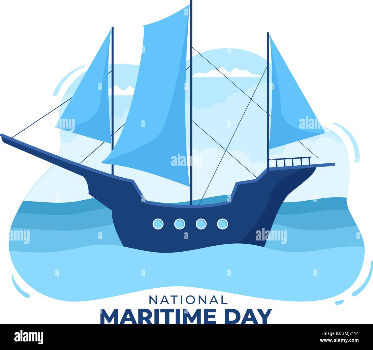World Maritime Day Illustration with Sea and Ship for Web Banner or ...