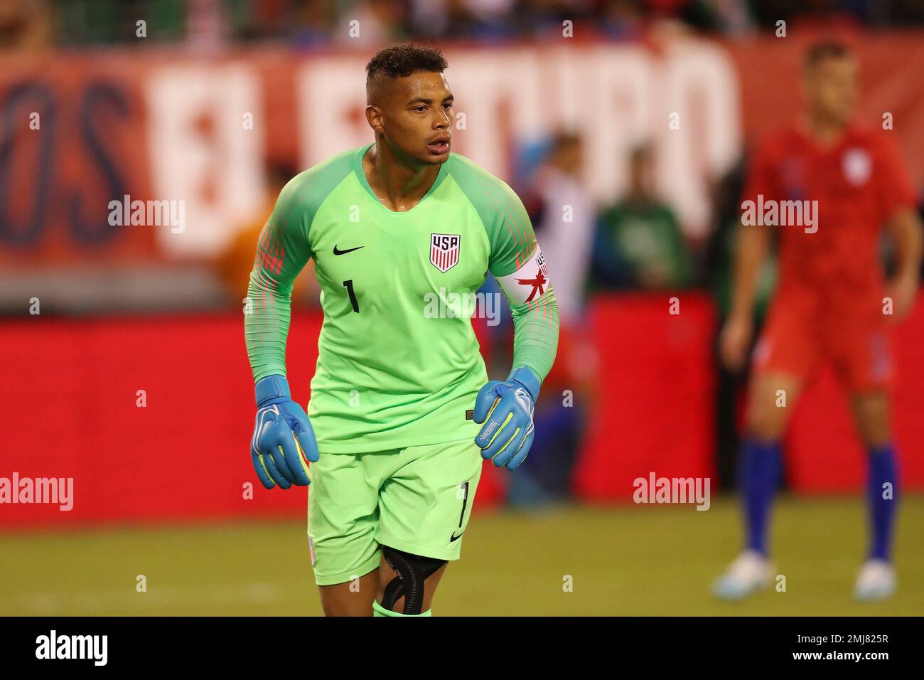 United States goalkeeper Zack Steffen in action during an international ...