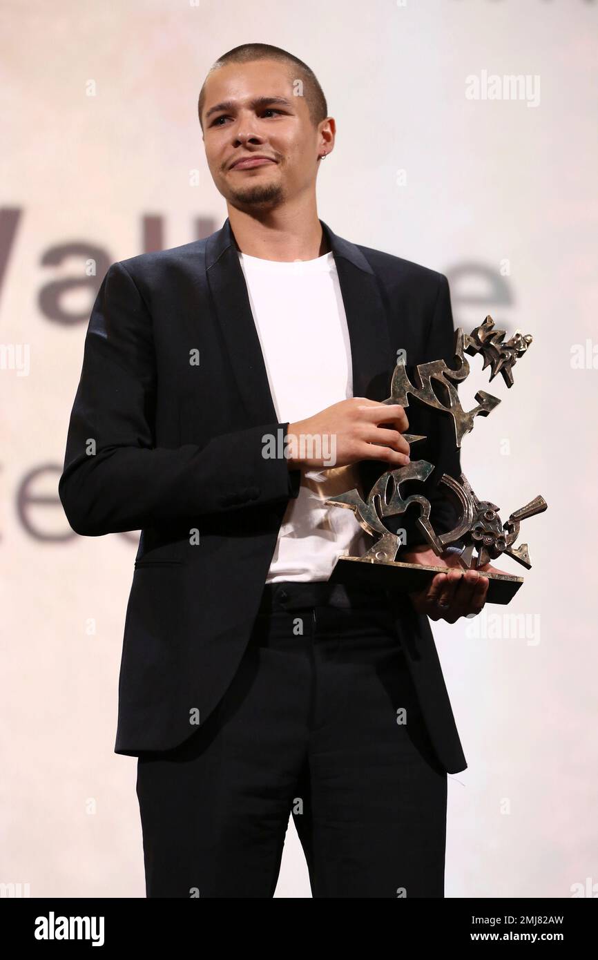 Actor Toby Wallace holds the Marcello Mastroianni Award for Best New ...