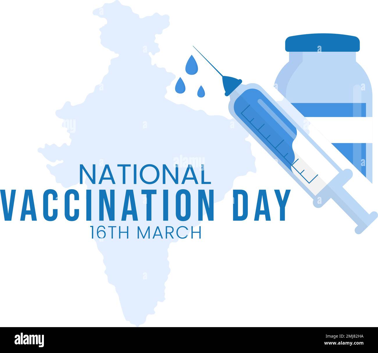 National Vaccination Day on March 16 Illustration with Vaccine Syringe ...