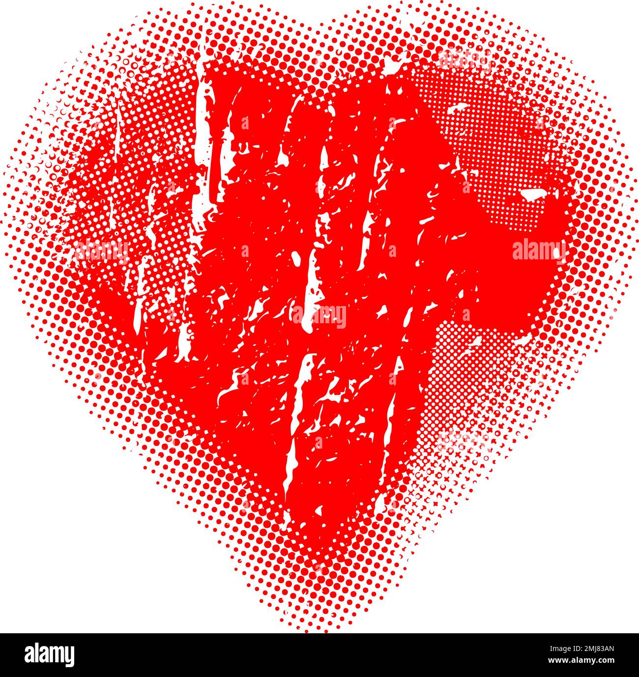 Glitch distorted grunge heart shape. Vector illustration. Love sign ...