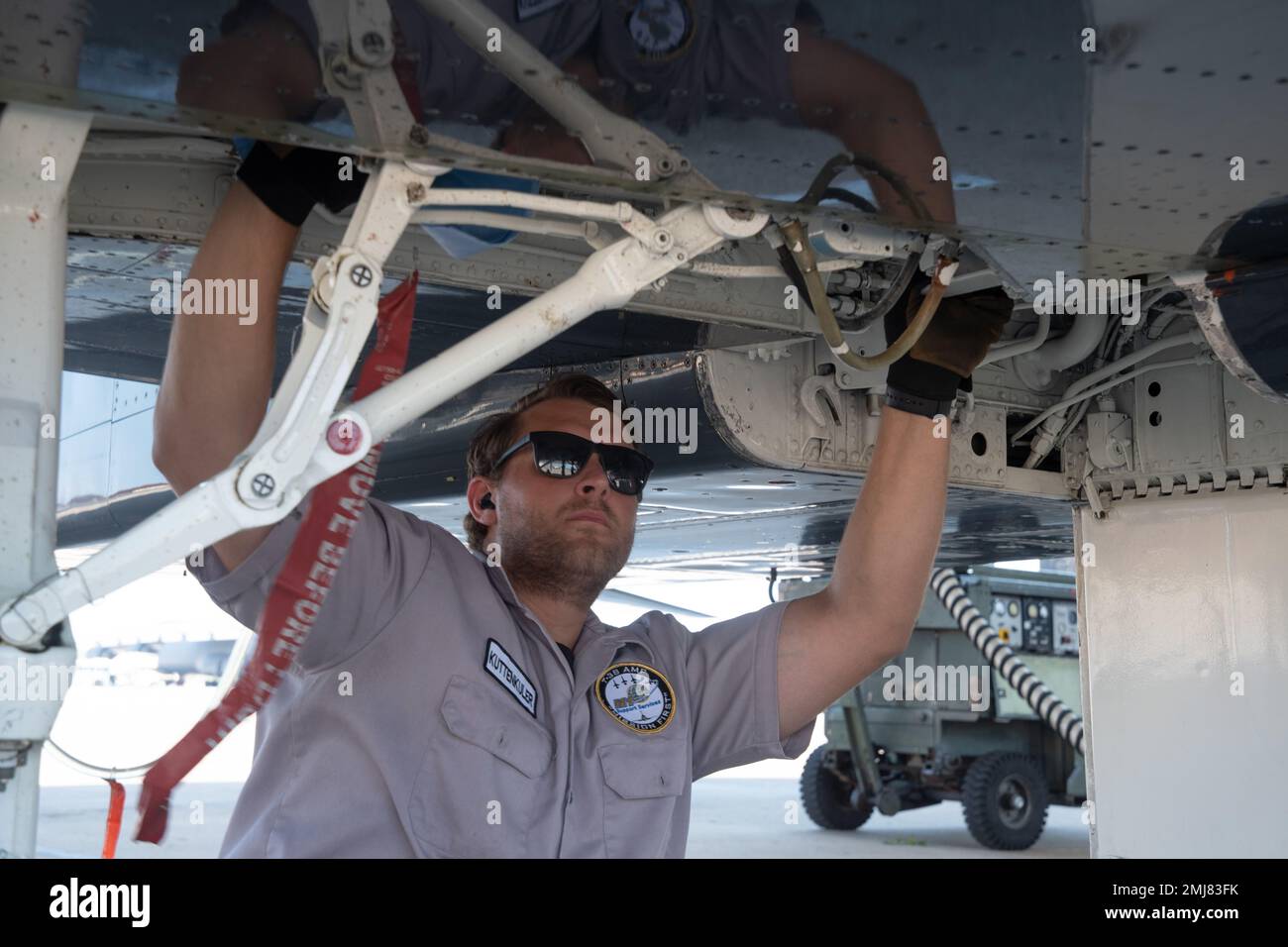 Abram Kuttenkuler, 509th Bomb Wing aircraft mechanic, inspects a T-38 ...