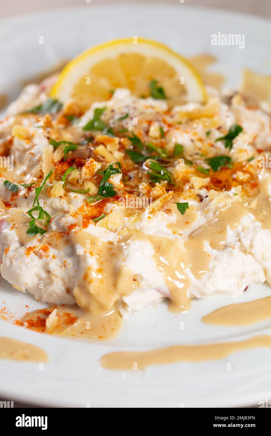 Traditional Turkish cuisine, Appetizer, salad made with eggplant and ...