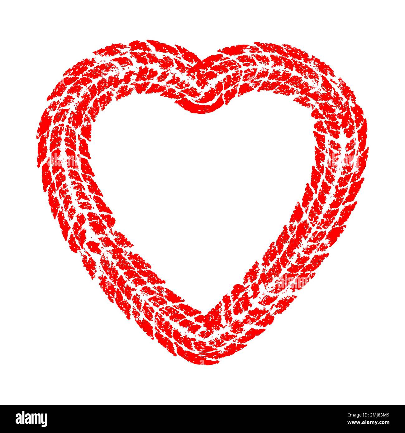 Red tire track in heart form. Vector grunge illustration. Distressed ...