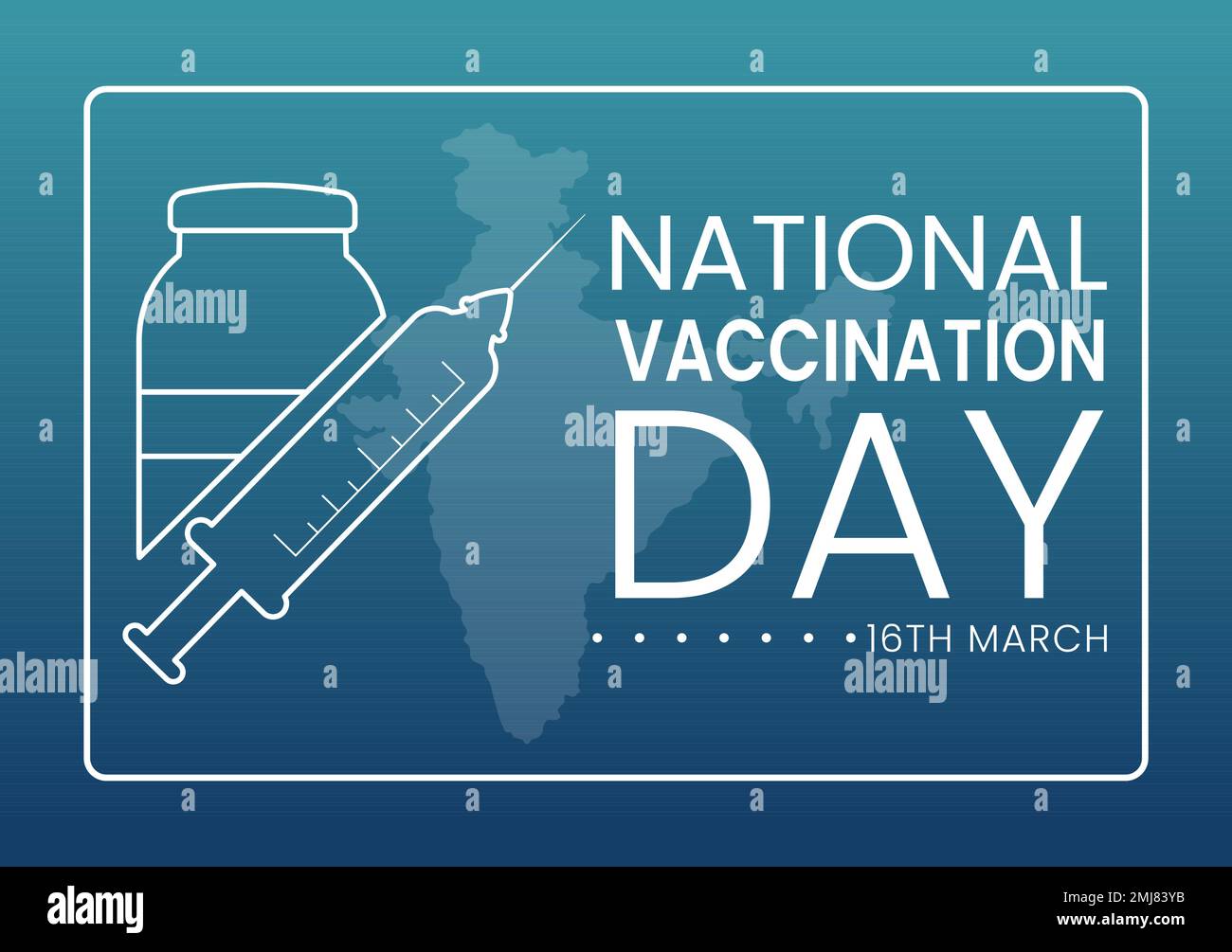 National Vaccination Day on March 16 Illustration with Vaccine Syringe ...
