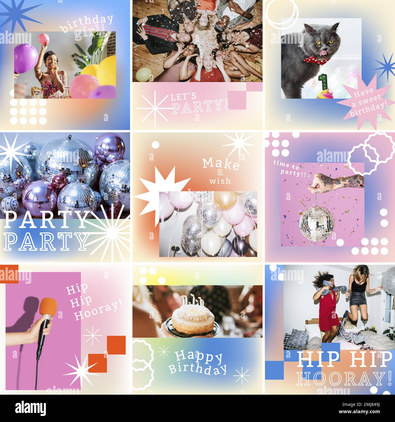 90’s funky celebration template vector photo attachable social media ...