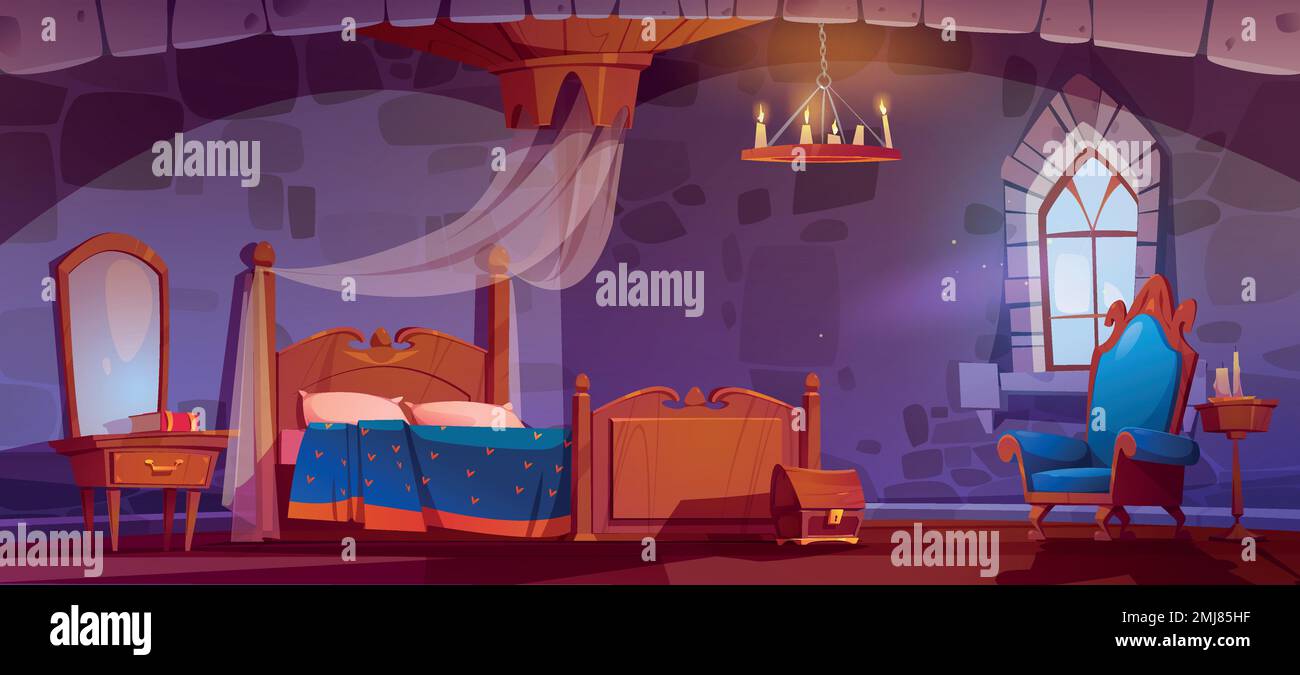 Medieval bed bedroom chamber Stock Vector Images - Alamy