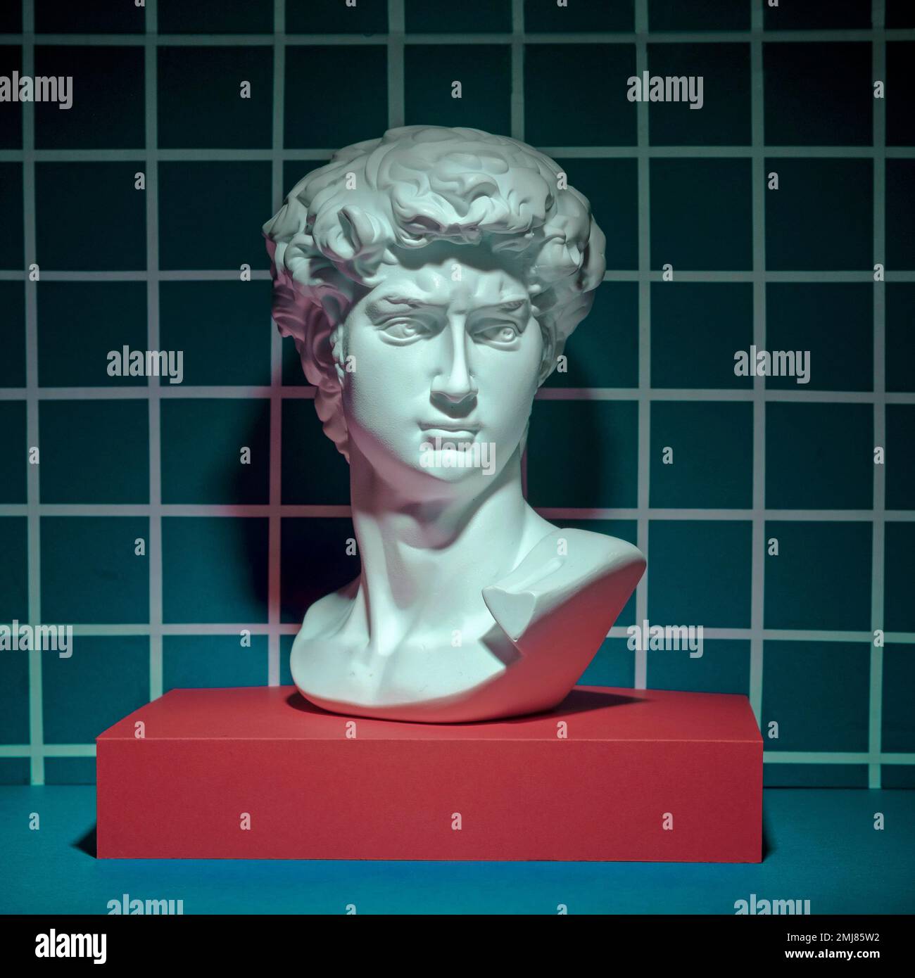 David statue head on the podium in cyberspace. NFT's Minimal Concept of ...