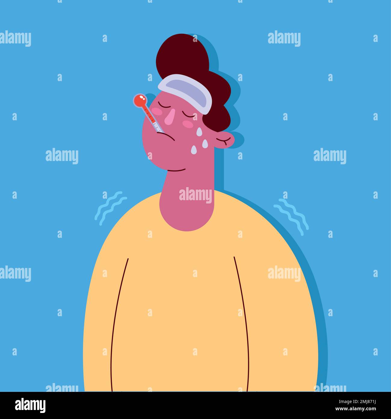man sick with high temperature character Stock Vector Image & Art - Alamy