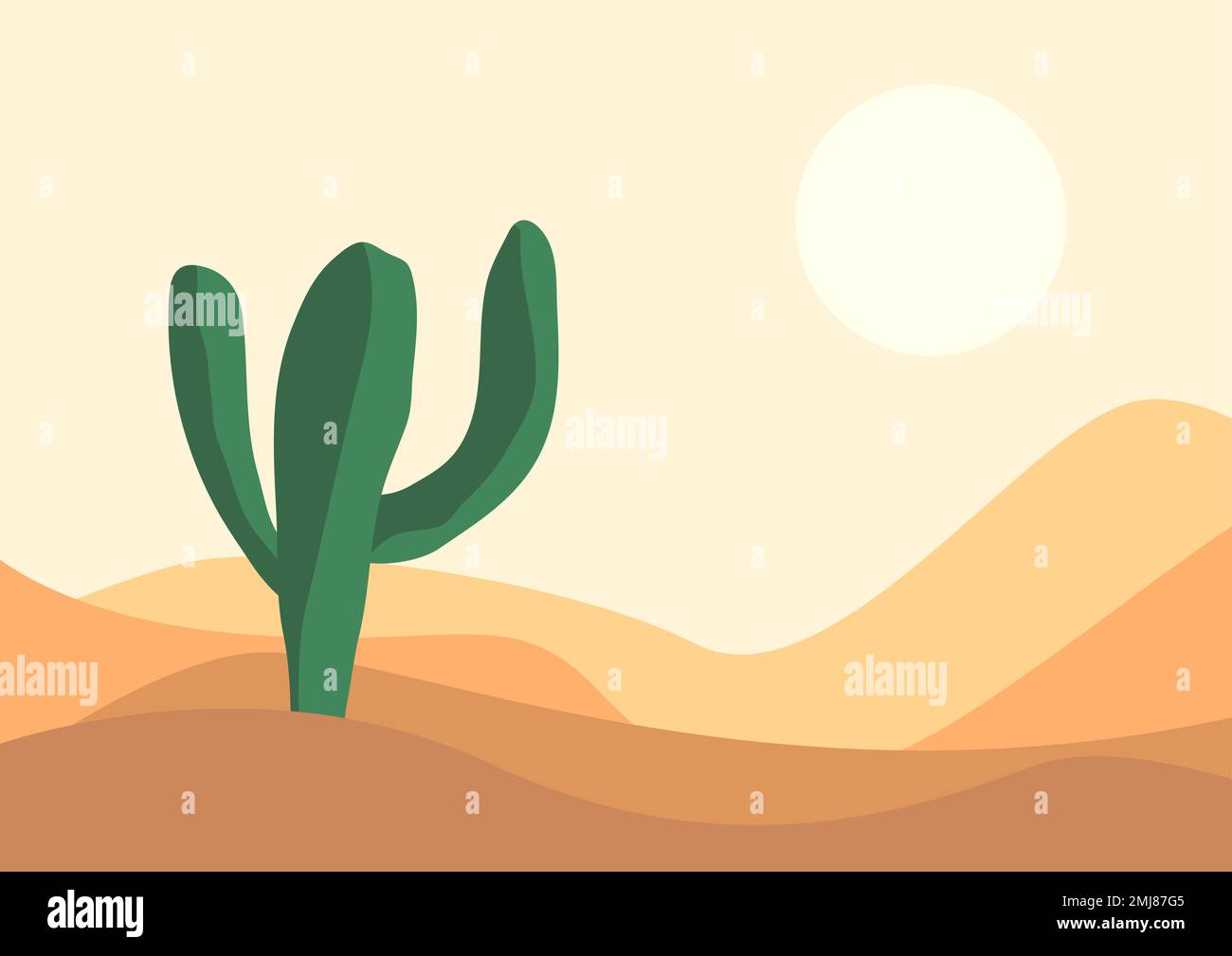 cactus in the desert, cartoon style, vector illustration Stock Vector ...