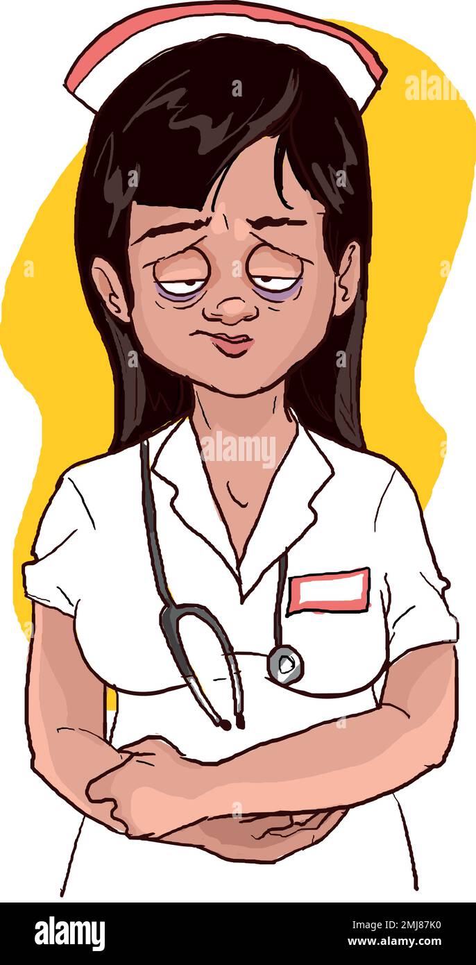 Tired young nurse vector illustration Stock Vector Image & Art - Alamy