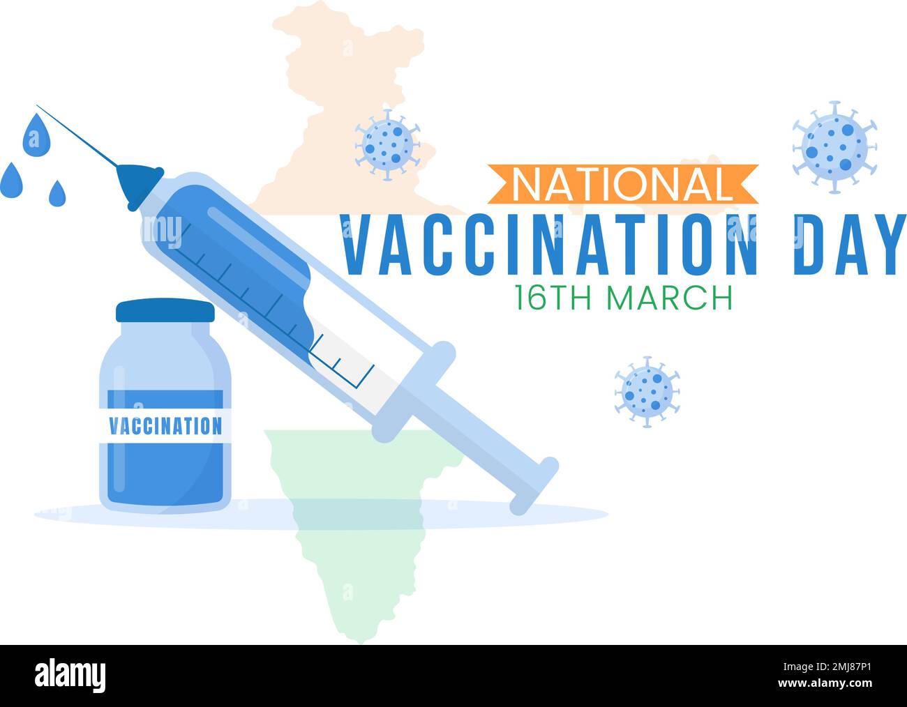 National Vaccination Day on March 16 Illustration with Vaccine Syringe ...