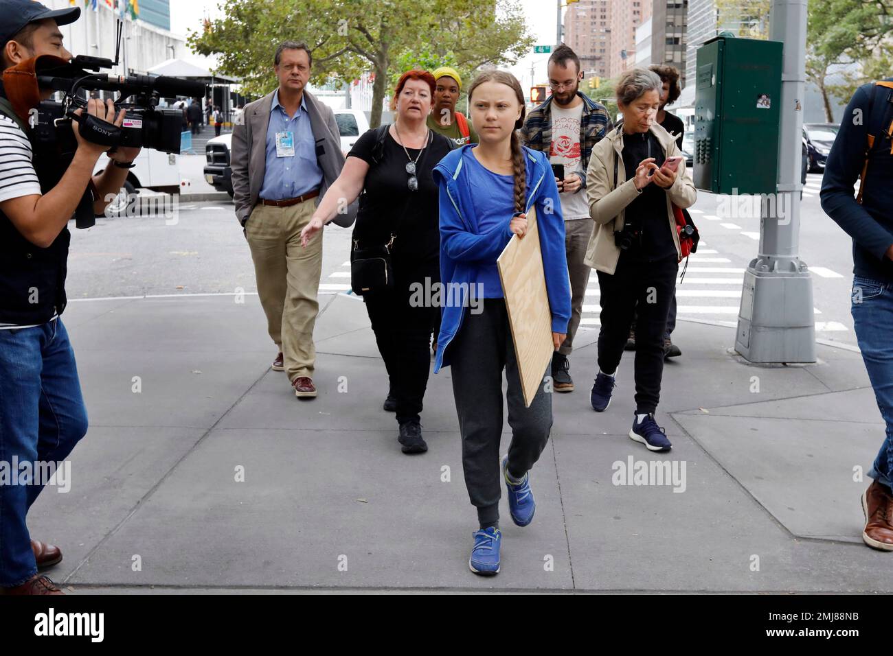 Swedish environmental activist Greta Thunberg arrives outside the ...