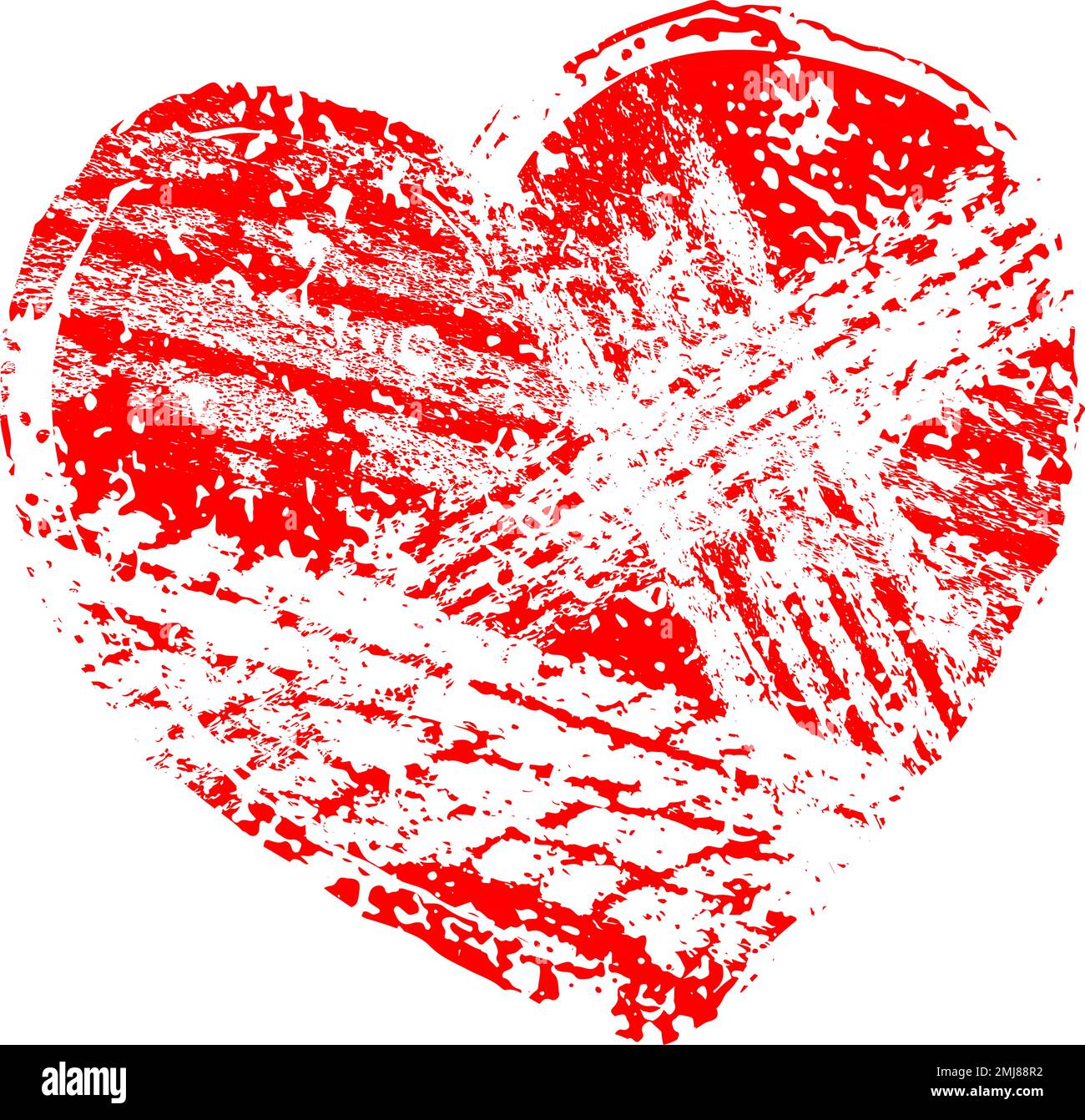 Glitch distorted grungy heart shape with tire track. Vector ...