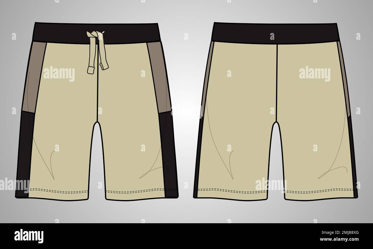 Boys Sweat Shorts vector fashion flat sketch template. Young Men ...