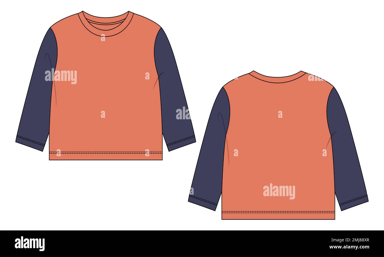 Regular fit long sleeve basic t shirt vector template for ladies and ...