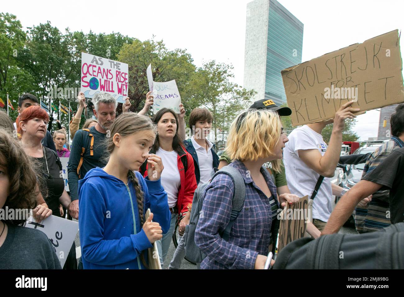 Swedish environmental activist Greta Thunberg, foreground left ...