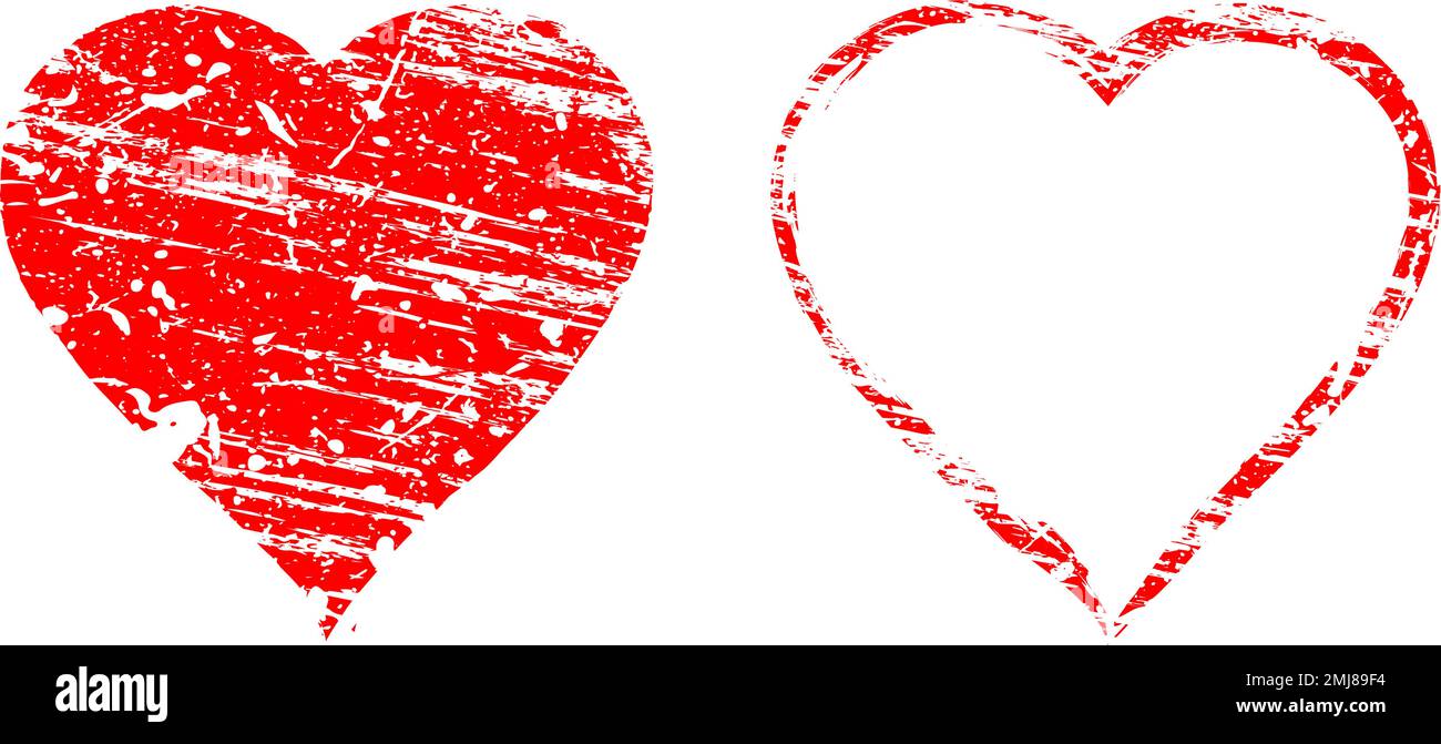 Set of red grungy hearts. Vector illustration. Love shapes. Trendy ...