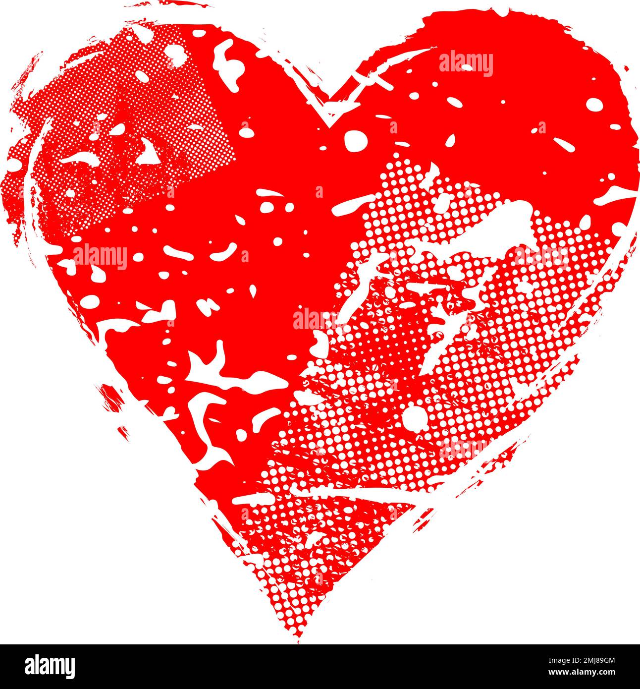 Glitch distorted grunge heart shape. Vector illustration. Love sign ...