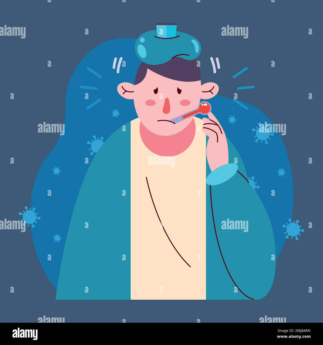 man sick with fever character Stock Vector Image & Art - Alamy