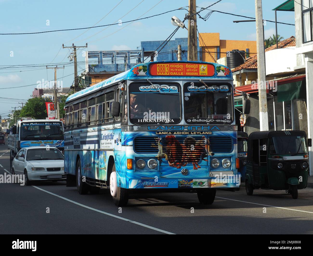 Lanka Ashok Leyland bus, Hikkaduwa, Southern Province, Srí Lanka, Asia ...