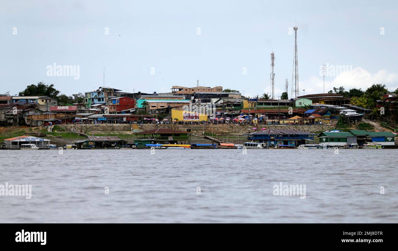 The port of Tabatinga, Brazil, on the Amazon border with Peru and ...