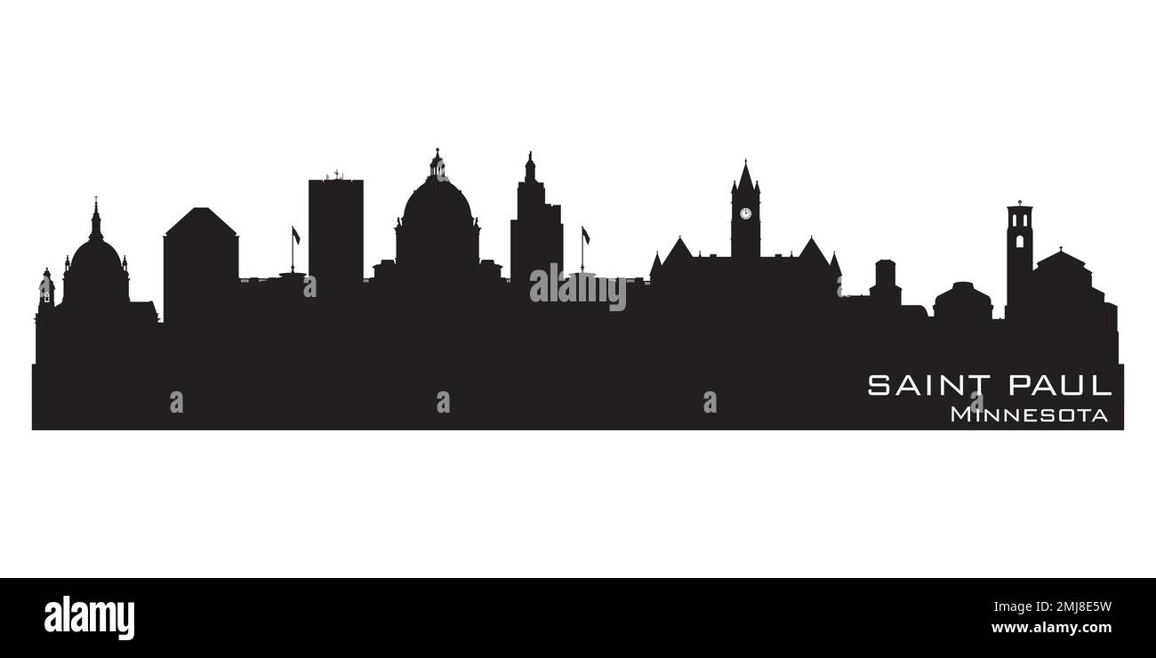 Saint Paul Minnesota city skyline Detailed vector silhouette Stock ...