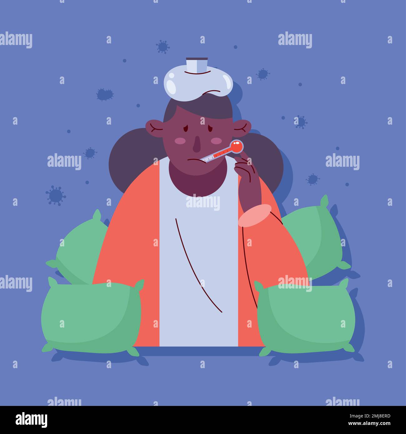 afro woman sick with fever character Stock Vector Image & Art - Alamy