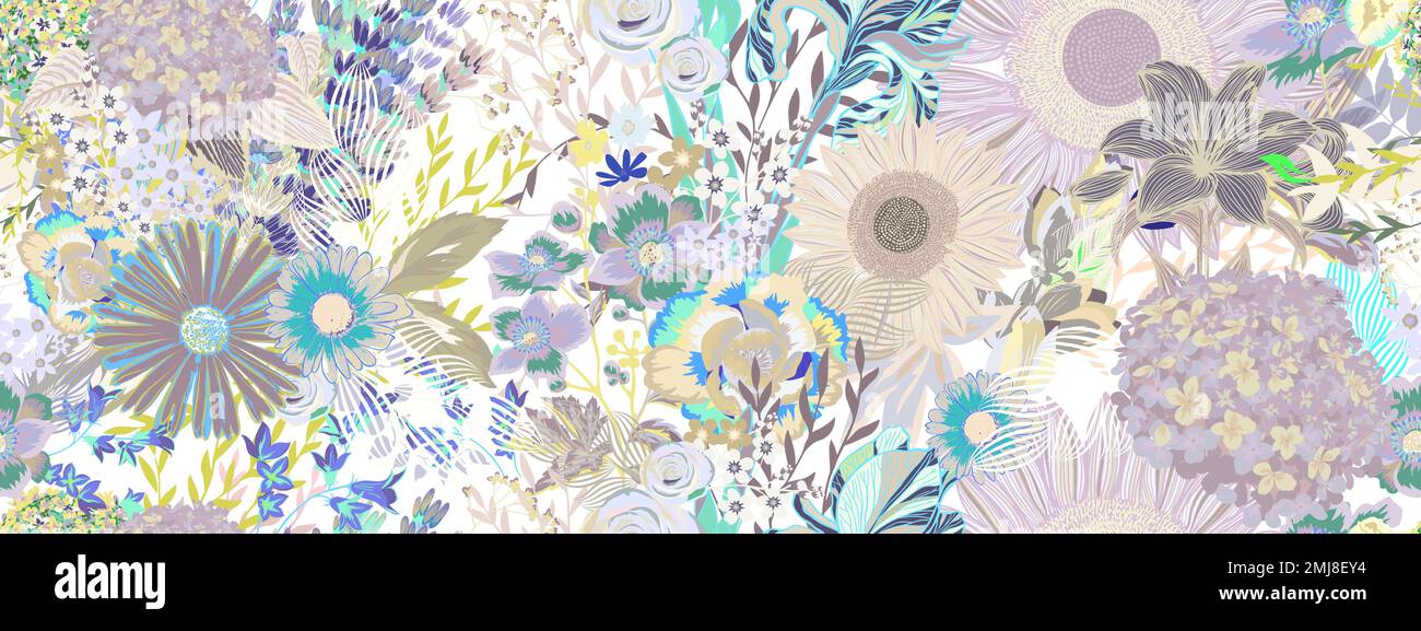 Delicate pastel colors. Floral seamless pattern. Vector illustration ...