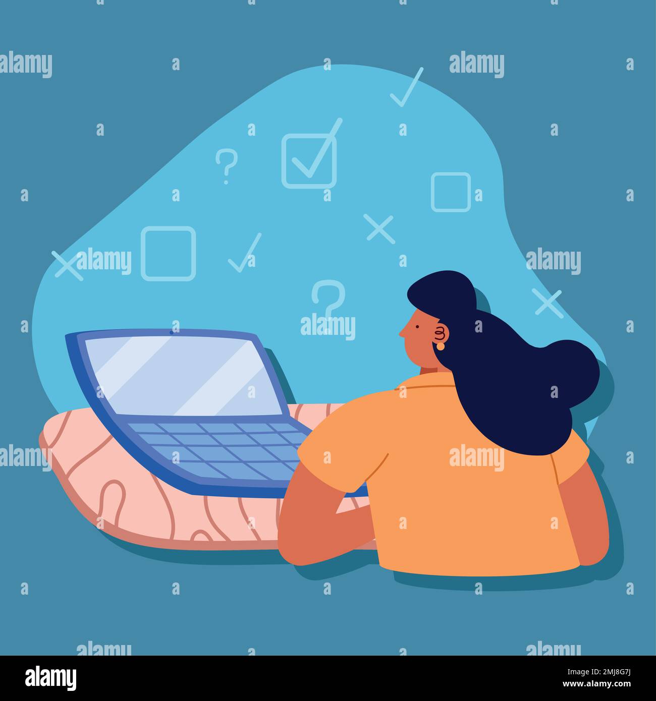 woman in online test character Stock Vector Image & Art - Alamy