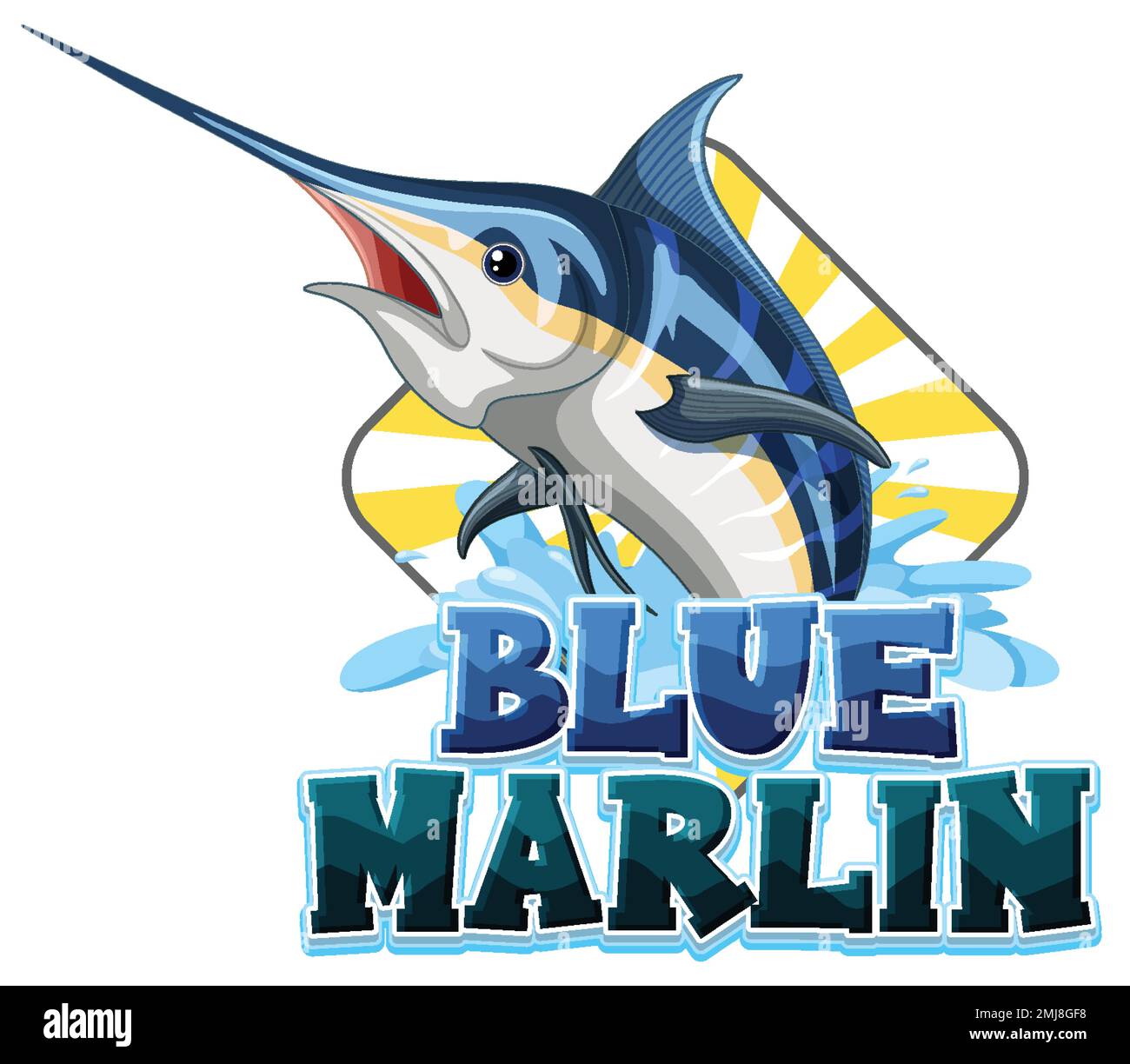 Blue marlin fish logo with carton character illustration Stock Vector ...