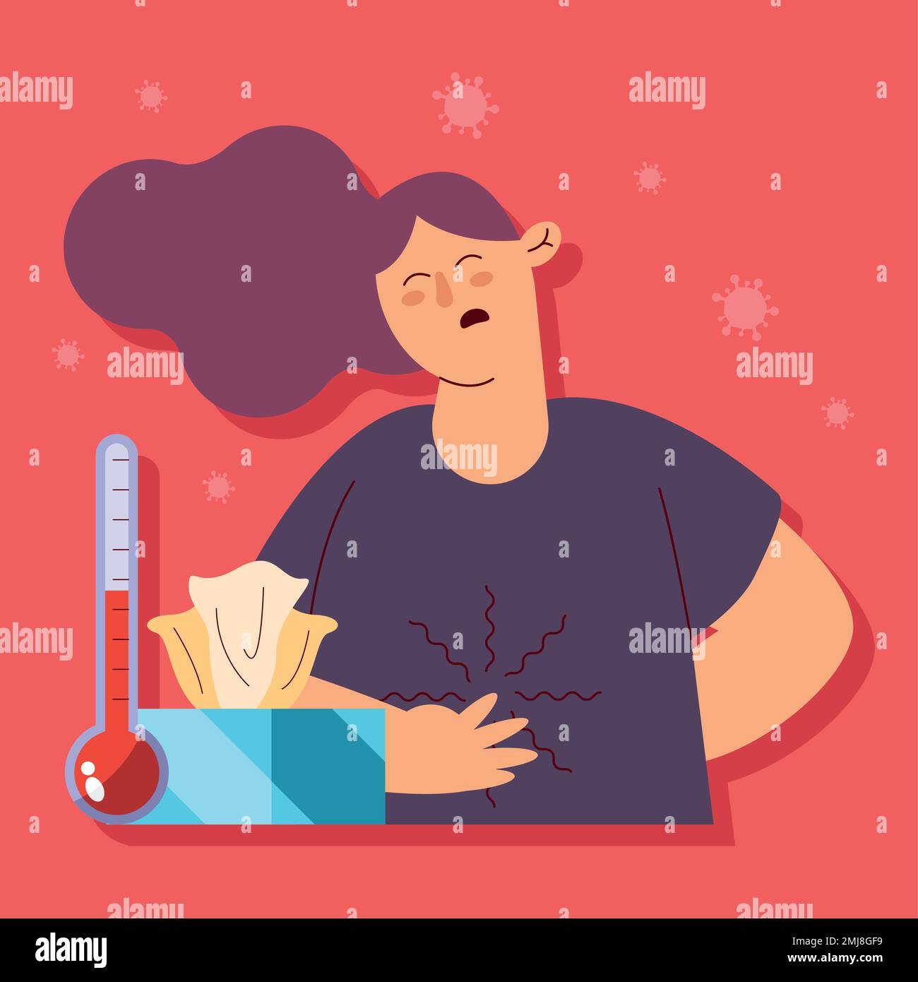 woman with stomachache and fever character Stock Vector Image & Art - Alamy