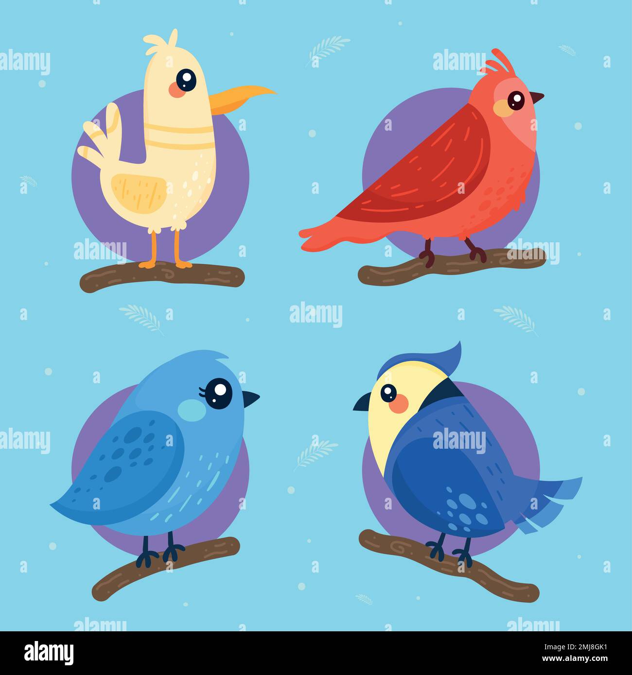 little four birds in branches Stock Vector Image & Art - Alamy